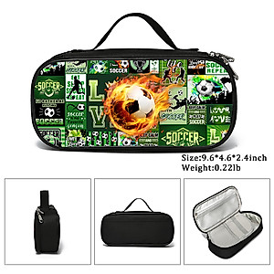 Rovozar Soccer Ball Pencil Case for Boys Girls, Sport Pencil Box for Kids Soccer Pen Bag, Large Football Pencil Pouch with Zipper Compartments for Office School