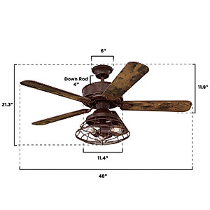 Westinghouse Lighting 74001B00 Vintage-Style Barnett, Smart WiFi Ceiling Fan Compatible with Amazon Alexa and Google Home with LED Light, Remote Control, 48 Inch, Barnwood Finish, Cage Shade