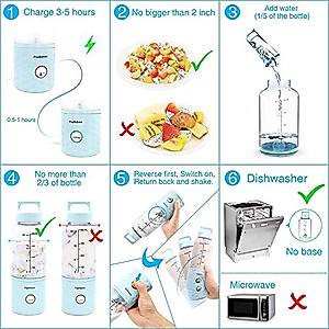 Portable Blender, PopBabies Personal Blender, Smoothie Blender. Rechargeable USB Blender Corolina Blue&Apple Green