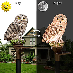 YESHAN Solar Figurine Light, 2 Pack Owl Solar Lights with Stake,Cute Owl Led Lights for Lawn Yard Patio Pathway Decor (Brown)…