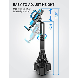 TOPGO Cup Holder Phone Holder, [No Shaking & Height-Adjustable Pole] Car Cup Holder Phone Mount, Cell Phone Cradle for iPhone iPhone 14 and More Smart Phone(Blue)