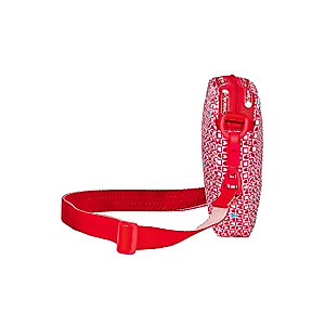 LeSportsac Stamped With Love Heart Crossbody Bag, Style 3617/Color F894, Unique Heart Shaped Crossbody Bag w Petite Multicolor Hearts, Detachable & Adjustable 2 Tone Pink/Red Strap