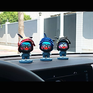 Collyon Car Dashboard Ornament Cute Rubber Duck,Office Car Cab Ornaments,Cool Spectacled Duck(Red)