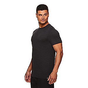 Gaiam Men's Everyday Basic Crew Neck T Shirt - Short Sleeve Yoga & Workout Top - Black Heather, Medium