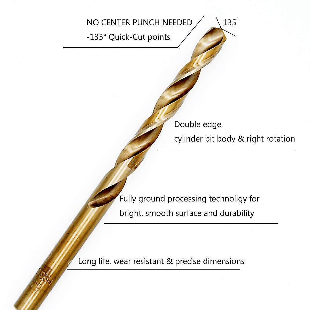 CHEW STEEL TOOLS Metric M35 Cobalt Steel Extremely Heat Resistant Twist Drill Bits with Straight Shank Set of 13pcs to Cut Through Hard Metals Such as Stainless Steel and Cast Iron