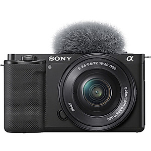Sony ZV-E10 Mirrorless Camera with 16-50mm and 55-210mm Lenses, Video Bundle + LED Video Light + Microphone + Extreme Speed 64GB Memory(21pc Bundle)