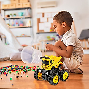 EROCK 360° Rotating Stunt Monster Truck Toys, 1:64 Scale 4 Pack Friction Powered Toy Cars Push and Go Vehicles Playset for Kids Birthday Christmas Party Gift for 3-8 Years and Older Boys Girls.(C)