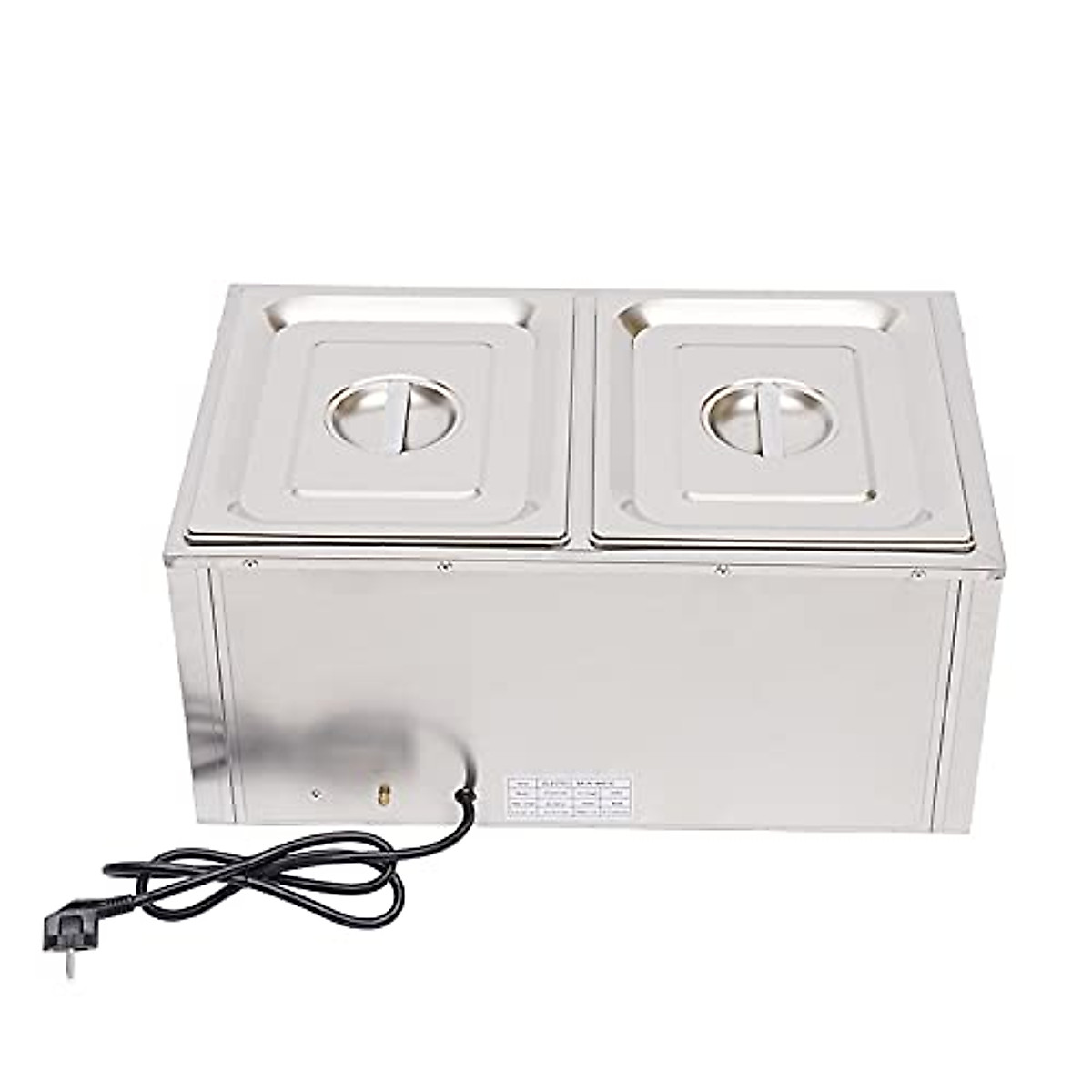 2-Pan Electric Commercial Food Warmer, 110V 850W Stainless Steel Bain-Marie Buffet Countertop Buffet Steamer Steam Table Wet Heat (2-pan)