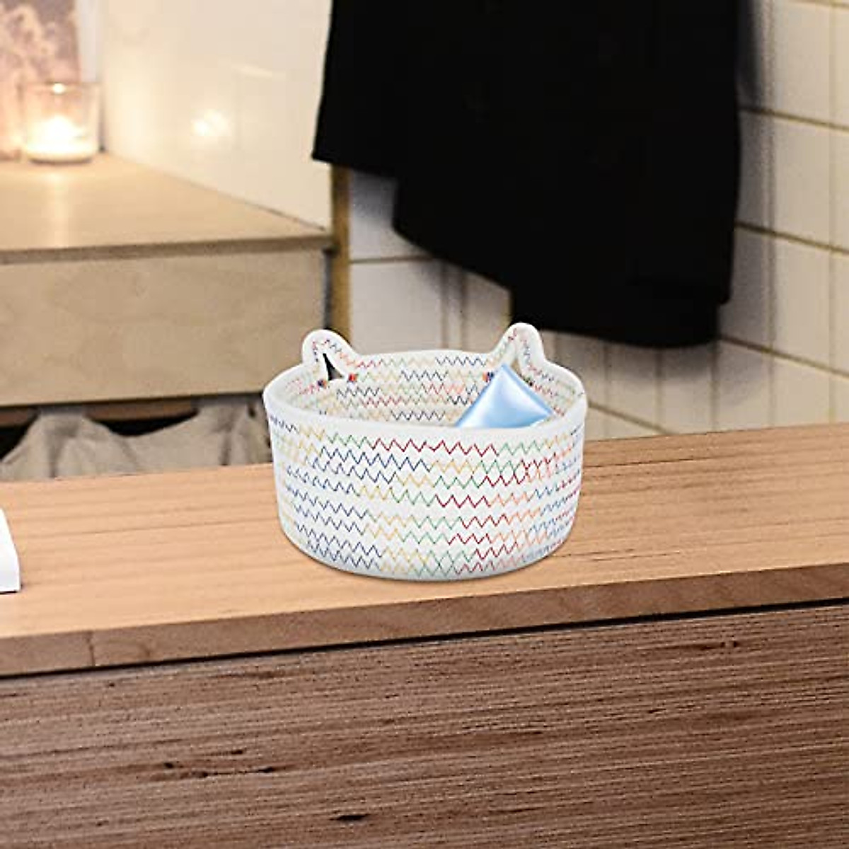 Home Decor 2pcs Baskets, Blankets Animal Baby Collapsible Empty Organizer Kids Nursery Cat Women with Lovely Pillow Ear Clothes Makeup White Towels Bin Hand and Blanket Girls Baby Gifts