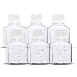 Black Magic 3D G6 Scientific 125 ml Plastic Reagent Bottle 6-Pack Laboratory Chemical Storage - Clear Graduated Square Polycarbonate Plastic Leakproof Bottles