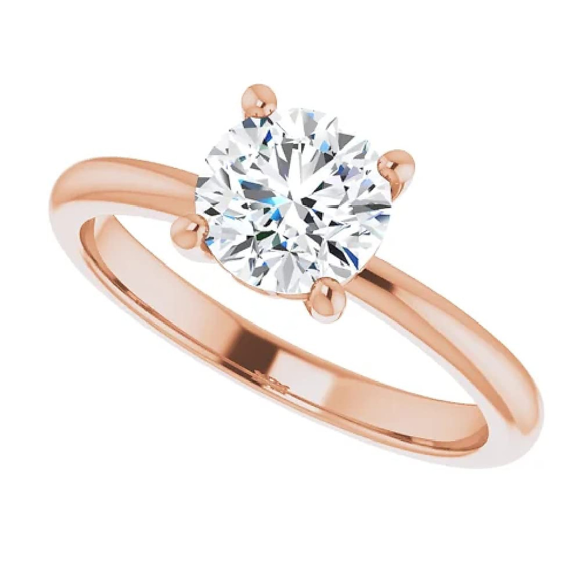 10K Solid Rose Gold Handmade Engagement Rings, 1 CT Round Cut Moissanite Diamond Solitaire Wedding/Bridal Rings for Women/Her, Minimalist Anniversary Ring Gifts (8)