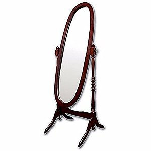 OBIOZZ Bedroom Floor Standing Mirror Mirror Floor Wooden Full Length Oval Shape Free Standing Wood Cherry, Perfect for Your Bedroom, Cloakroom, Entry