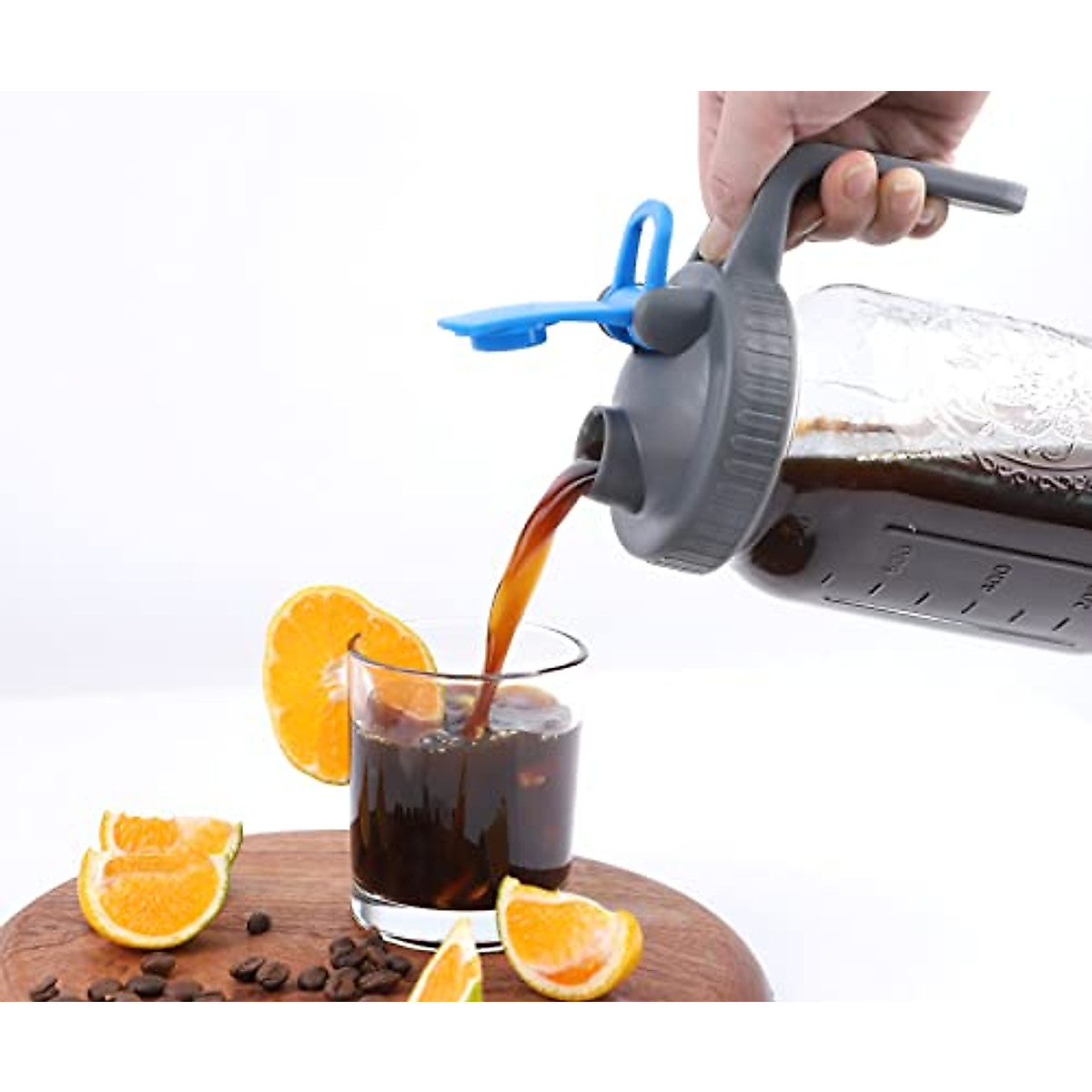 GMEPOCH Mason Jar Pitcher Cold Brew Coffee Maker 32 Oz Glass Mason Iced Coffee Maker With Filter Airtight & Leak-Proof Pitcher 1 Quart