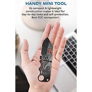 Grand Way Small Pocket Knife - Folding Wallet Knife - Mini Tactical Knife with Money Clip - Cool Dragon Blade Credit Card - Small Folding Knife - Birthday Christmas Gifts for Men and Women 6682