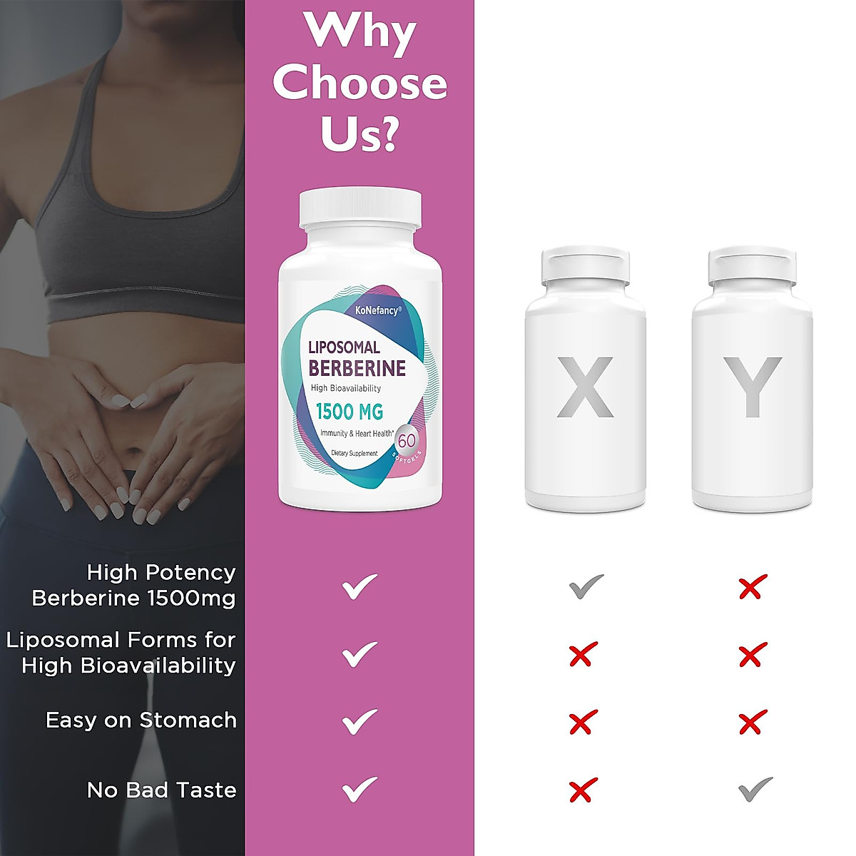 Berberine HCL Supplement 1500mg - High Bioavailability Liposomal Berberine Capsules for Women and Men, AMPK Activator