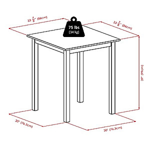 Winsome Parkland 38.98-inch x 33.86-inch x 33.86-inch Wood Square High/Pub Square Table, Antique Walnut (94134)