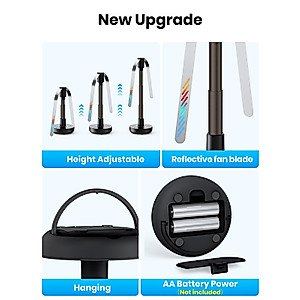 TOPK 4 Pack Fly Fans for Tables, AA Battery Powered Portable Scalable Indoor Outside Food Fly Fan for Picnic, Party, Restaurant, Kitchen and BBQ