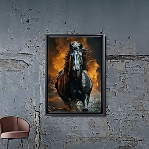 Majestic Black Stallion Galloping In The Clouds, Black Horse On Salt Flats, Canvas Print, Black Horse Print, Black Horse Wall Art, Decor Canvas, Art Print