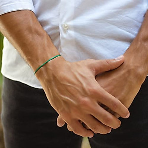 Green Bracelet for Men String - Adjustable Bracelet for Women - Unisex Adult Waterproof Nylon Cord Surfer Wealth Abundance Mental Health Awareness