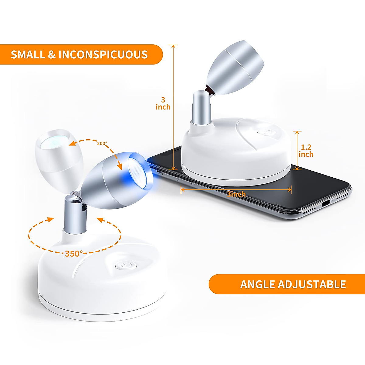 HFCDL Small Spotlight Battery Operated Accent Light with Remote, RGB LED Wireless Little Spot Light Rotatable with Dimmer & Timer for Artwork Painting