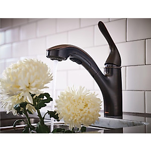 Moen Brecklyn Mediterranean Bronze Single-Handle Pull-Out Sprayer Kitchen Sink Faucet with Power Clean, 87557BRB