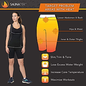 SaunaTek Women's Sauna Sweat Suit Shorts for Exercise and Heat Training, Neoprene, Medium