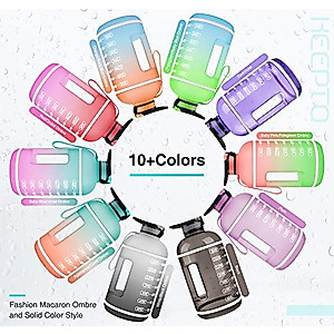 KEEPTO 1 Gallon Water Bottle with Straw Water Jug with Time Marker