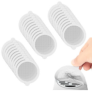 Qoosea 30 Pack Disposable Shower Drain Hair Catcher Shower Drain Cover Hair Catcher Mesh Stickers for Bathroom Washbasin Bathtub Kitchen Sink for Human and Pet Hair(Round-30pcs)