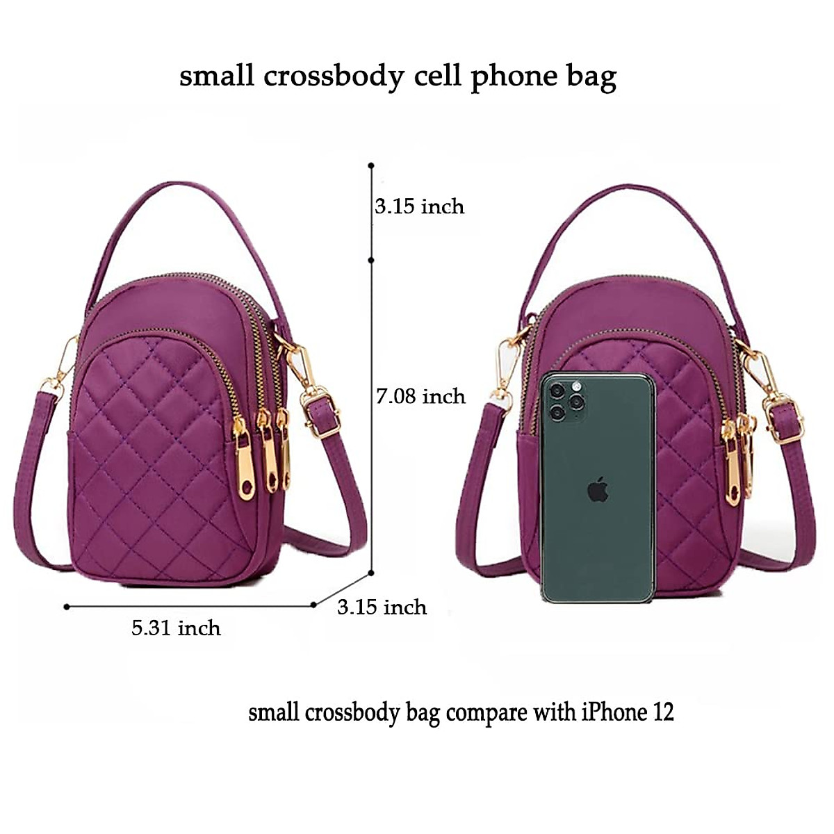 Small Crossbody bags Cell Phone Wallet Purses Travel Pouch Mini Shoulder Bag for Women Girl, Purple