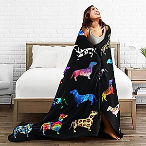 Dachshund Throw Blanket Bedding Super Soft Warm Flannel Blankets for Kids Adults Bedroom Living Room Sofa 50"x60"
