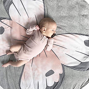 USTIDE Baby Rugs, Creeping Crawling Mat,Nursery Rug for Baby Girl, Children Anti-Slip Game Mat Cotton Floor Play Mat Blanket Play Carpet Kids Room Decor 37.4 x 37.4 (Butterfly)