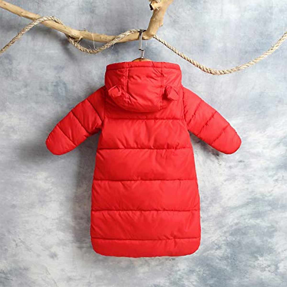 Aivtalk Infant Baby Long Sleeve Hooded Wearable Blanket Zipper Up Fleece Snowsuit for Toddler Newborn 6-12 Months Red