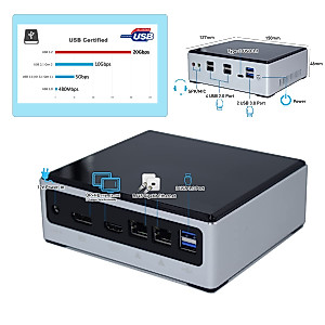 WEIDIAN i7 Mini PC 10th Gen Intel Core i7-10510U, 16GB RAM, 512GB SSD, Windows 11, Dual Display Type-C, Gigabit Ethernet, M.2 SSD, 4K HDMI Output