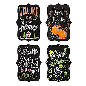 Seasonal Garden Signs Set with 8 Seasons and Steel Mounting Pole Yard Stake for Spring, Summer, Fall, and Winter Displays, UV and Weather Resistant, Outdoor Use