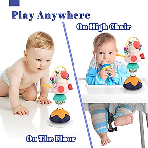 Baby Toys 6 to 12 Months - High Chair Toys with Powerful Suction Cups, Baby Rattles Shaker, Turn, Suction Toys for Baby 0-6-12-18 Months, Gift for Baby Boy & Girl