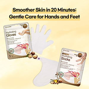 Epielle Hydrating Foot Masks (Socks 6pk) for foot cracked and dry heel to toe and callus Spa Masks - Shea butter + Jojoba Oil + Vitamin E Moisturize