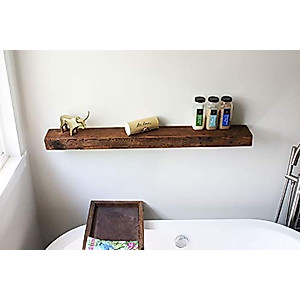Parkco Rustic Fireplace Floating Mantel Shelf - Rustic Reclaimed Barn Wood Wall Decor. Mounting Hardware Included (84" W x 5" D x 2.75" H)