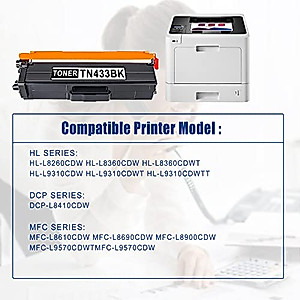 RUYY (2BK+1C+1M+1Y, 5PK) TN-433 TN433 TN433BK TN433C TN433M TN433Y Toner Cartridge High Yield Replacement for Brother HL-L8260CDW L9310CDWT DCP-L8410CDW MFC-L8610CDW L9570CDWT Toner Printer