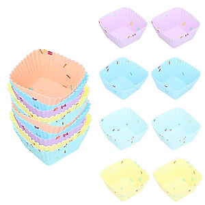 20PCS Silicone Baking Cups, Reusable Square Cupcake Molds Non-stick Muffin Liners for Party Halloween Christmas Muffin Cake Mold Cupcake Baking Molds for Making Muffin Chocolate Bread, Multicolor