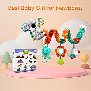 XIXILAND Car Seat Toys Baby Toys 0-3 Months Developmental, Stroller Toys Infant Toys 0-6 Months Newborn Toys, Carseat Toys for Infants 0-12 Months with Dinosaur, Lion Mirror, Teether