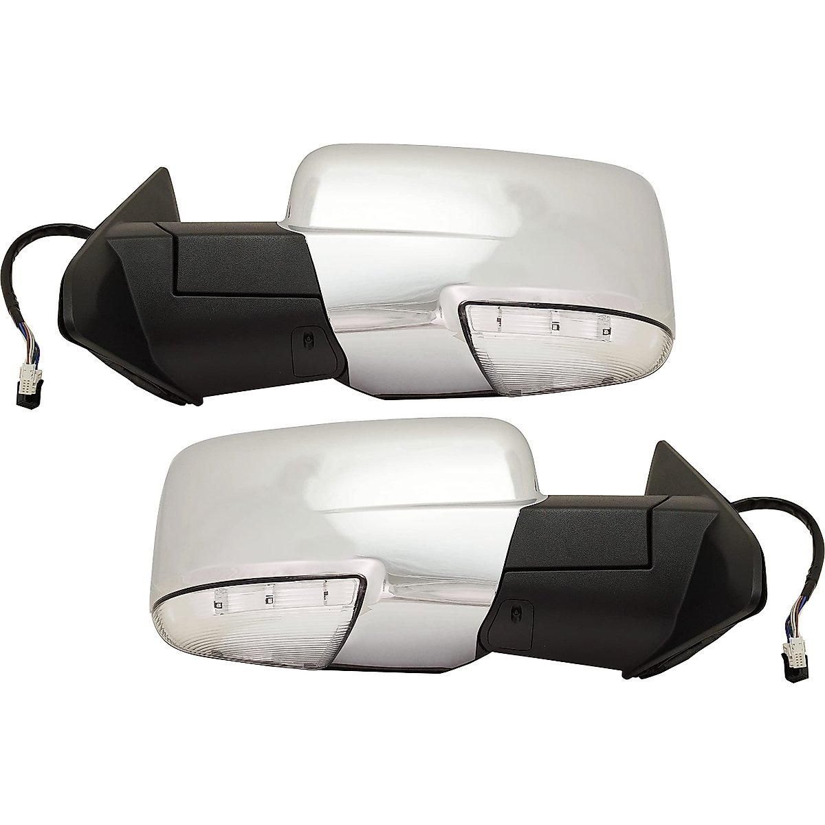 Kool Vue Driver & Passenger Side Power Heated Mirrors for Ram 1500 2500 2014-2018 Power Fold With Signal Light & Puddle Lamp Chrome