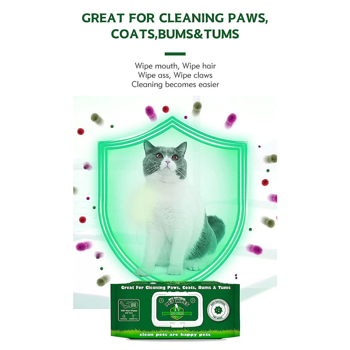 My Turf Unscented Dog Wipes – 100 pcs Pet Wipes for Paw Face Ears and Butt – Cat & Dog Wipes Cleaning – Kitten and Puppy Grooming Bath Wipes 6x8 Inch