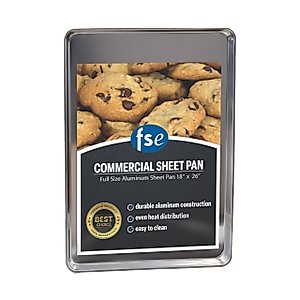 FSE Sheet Pan, Commercial Grade 20-Gauge Aluminum Bun Pan, 18" L x 26" W x 1-1/8" H (Full Size) | Measure Oven (Recommended)