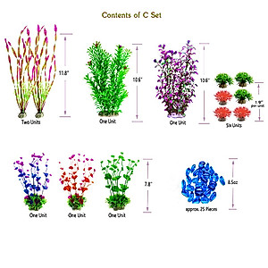 Ismosm Aquarium Plants 14 Pack Betta Fish Tank Accessories Plus Aquarium Gravel for Aquarium Decor Fish Tank Decor (C Set)