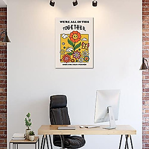 Aesthetic Posters Retro Decor,Retro Flower Poster, Retro 60s 70s Poster, Positive Quote Wall Art, Cute Room Decor, Cool Wall Decor.12x16 inches Unframed