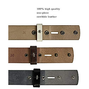 HA0038-BS036-W Cowtown Western Tooled Full Grain Genuine Leather Belt 1 1/2"(38mm) Wide (Black, 30)