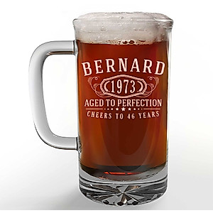 Personalized Gifts for Men Etched 16oz Glass Beer Mug - Customized Beer Gifts for Men, 40th Birthday Gifts for Brother, Custom Gifts for Him Man Father Dad, Regalos Personalizados para Hombre, Bernard