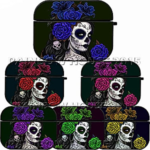 Yuhua Sugar Skull Girl Halloween Compatible with Airpods Pro 2 Case Nightmare Comic Anime Roses Girls Women Teens Placemat Gifts Protective Case Cover for AirPods Pro2 (Purple Sugar)