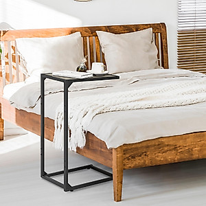 FAGIGY Side Table/C Shaped End Table for Couch & Bed, End Tables Living Room Tables Sofa Tables for Living Room, TV Tray for Eating on Couch, Small End Tables for Small Spaces, Easy Assembly, Oak