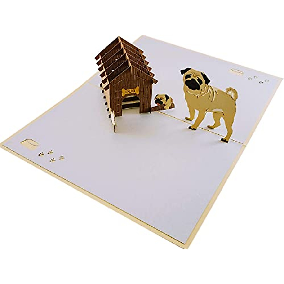 iGifts And Cards Happy Pug Family 3D Pop Up Greeting Card – Birthday, Friendship, Thank You, Congratulations, Celebration, Super Cute, Dog, Puppies, Card For Dog Lovers